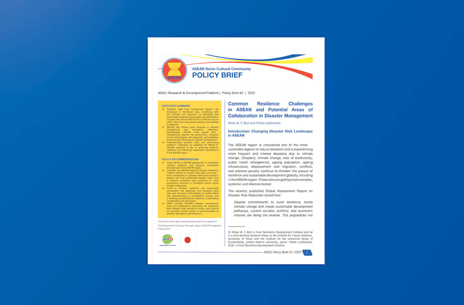 ASEAN Socio Cultural Community Policy Brief 2 Common Resilience